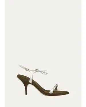 Chloé 80mm Zia Embellished Mixed Leather Sandals - Deep Khaki