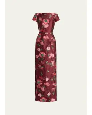 Erdem Floral Textured Satin Tailored Midi Dress