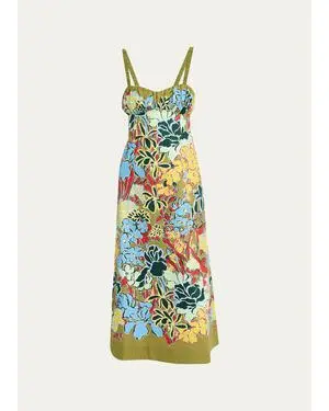 ALEMAIS Solstice Floral Cotton Midi-dress