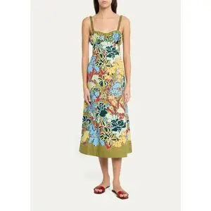 ALEMAIS Solstice Floral Cotton Midi-dress