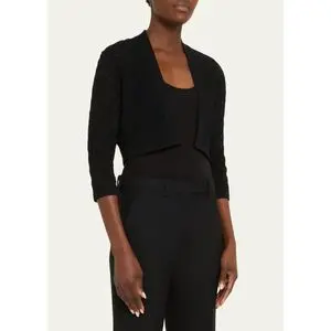Lela Rose Pointelle Knit Bolero Jacket - Black