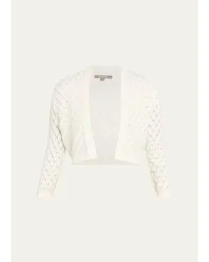 Lela Rose Pointelle Knit Bolero Jacket - Ivory