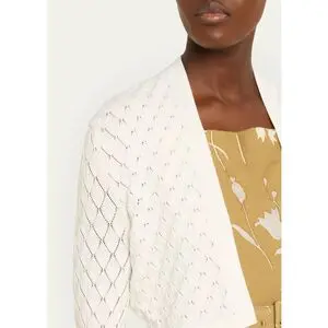 Lela Rose Pointelle Knit Bolero Jacket - Ivory