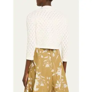 Lela Rose Pointelle Knit Bolero Jacket - Ivory