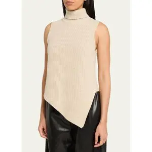 Nanushka Fennec Sleeveless Asymmetric Turtleneck Sweater