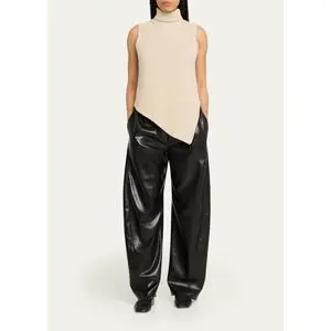 Nanushka Fennec Sleeveless Asymmetric Turtleneck Sweater