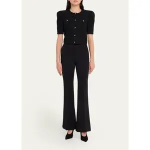 L'Agence Allegra Tweed Short-sleeve Top