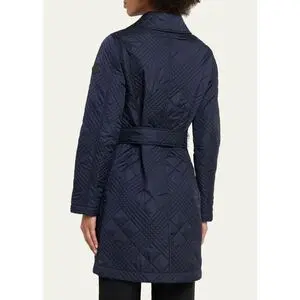 Burberry Darliston Check Quilted Coat With Belt
