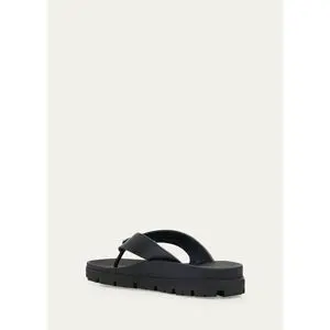 Prada Enameled Triangle Logo Rubber Thong Sandals