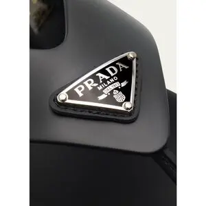 Prada Enameled Triangle Logo Rubber Thong Sandals