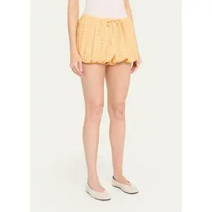 Simkhai Addie Textured Gingham Bubble Shorts