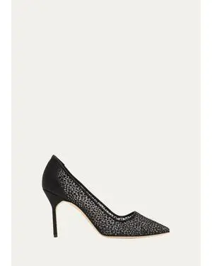 Manolo Blahnik 90mm Bbla Dot Mesh Pumps - Black