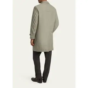Brioni Silk Button-front Car Coat - Cloud