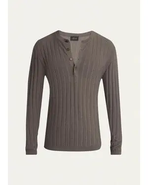Brioni Cashmere/silk Henley Sweater - Brown