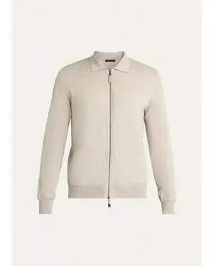 Brioni Heathered Zip-front Jacket - Cream
