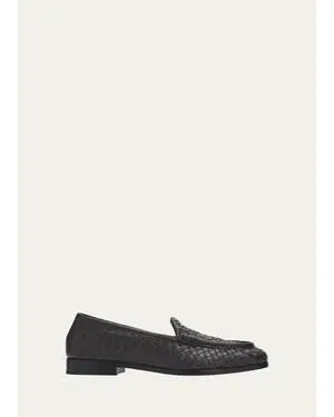 Bottega Veneta Silenzio Intrecciato Leather Loafers - Espresso