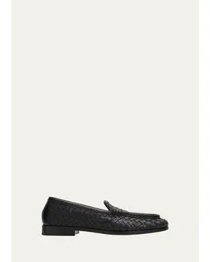 Bottega Veneta Silenzio Intrecciato Leather Loafers - Nero