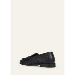 Bottega Veneta Silenzio Intrecciato Leather Loafers - Nero