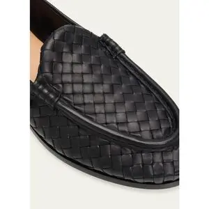 Bottega Veneta Silenzio Intrecciato Leather Loafers - Nero