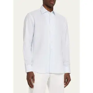 Brioni Lyocell And Cotton Pinstripe Sport Shirt