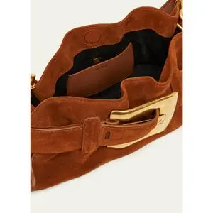 Balmain Anthem Mini Buckle Shoulder Bag In Suede