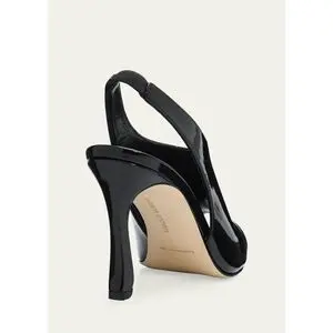 Manolo Blahnik 90mm Minufle Patent Leather Slingback Sandals