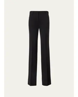 Akris Mikka Wool Tricotine Straight-leg Pants - Espresso