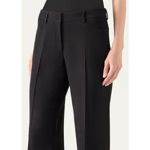 Akris Mikka Wool Tricotine Straight-leg Pants - Espresso