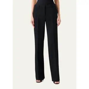 Akris Mikka Wool Tricotine Straight-leg Pants - Espresso
