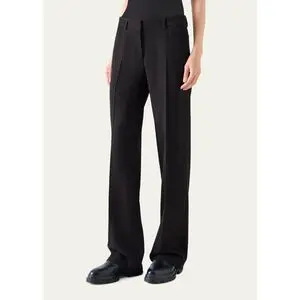 Akris Mikka Wool Tricotine Straight-leg Pants - Espresso