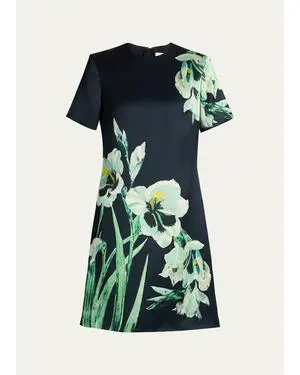 Erdem Floral Duchess Satin Mini Dress