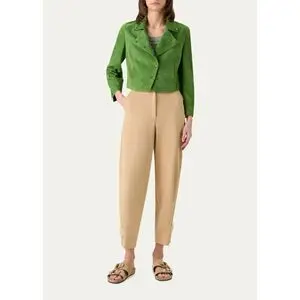 Akris Suede Crop Moto Jacket