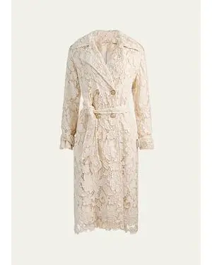 Alice + Olivia Keith Eyelet Midi Trench Coat