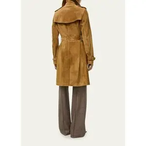 Burberry Kensington Suede Belted Trench Coat