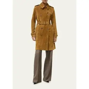Burberry Kensington Suede Belted Trench Coat