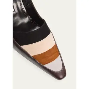 Manolo Blahnik 70mm Soria Mixed Leather Pumps