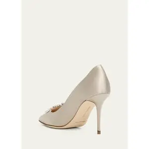 Manolo Blahnik 90mm Nadira Embellished Satin Pumps