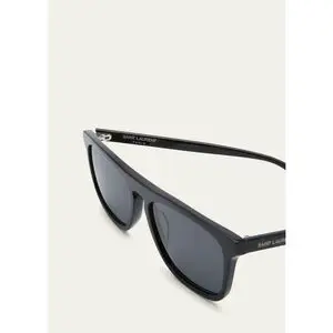 Saint Laurent Slim Acetate Aviator Sunglasses With Logo