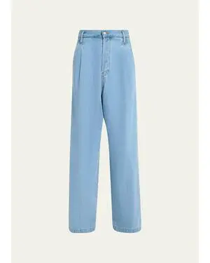 Dries Van Noten Blue Pleated Denim Jeans - Light