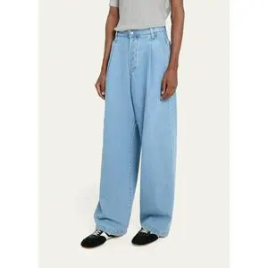 Dries Van Noten Blue Pleated Denim Jeans