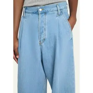 Dries Van Noten Blue Pleated Denim Jeans