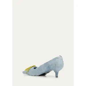 Prada 55mm Feather Lace-up Pumps - Astro