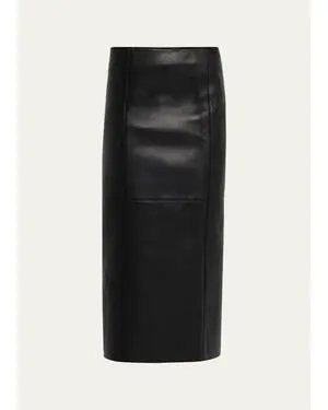A.L.C. Marta Leather Midi Skirt - Black