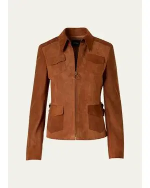 Akris Suede Slim Zip Jacket