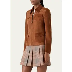 Akris Suede Slim Zip Jacket