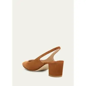 Manolo Blahnik 50mm Allurasan Suede Slingback Pumps - Medium Brown