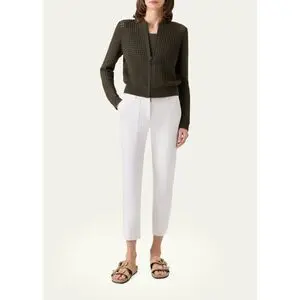 Akris Chunky Cotton Mesh Zip Bomber Cardigan