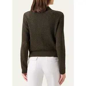 Akris Chunky Cotton Mesh Zip Bomber Cardigan