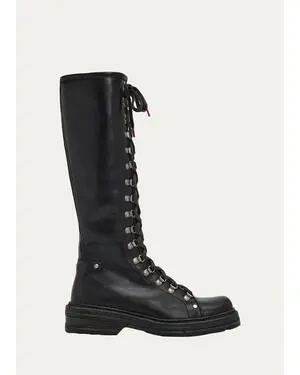 Miu Miu 40mm Leather Lace-up Knee-high Combat Boots
