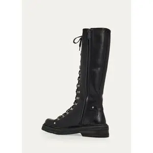 Miu Miu 40mm Leather Lace-up Knee-high Combat Boots